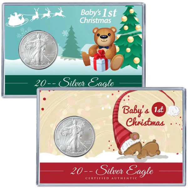 Baby's First Christmas Silver Eagle Acrylic Display - Coins of America